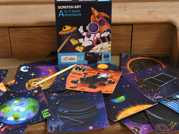 Chalk and Chuckles Scratch Art A-Z Space Adventure, Creative Activities ...