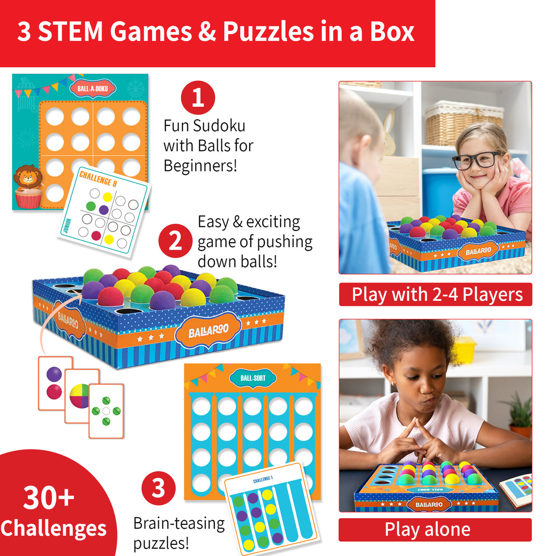 Chalk and Chuckles Ballaroo: 3-in-1 Brain Games for Kids Ages 4-8 ...