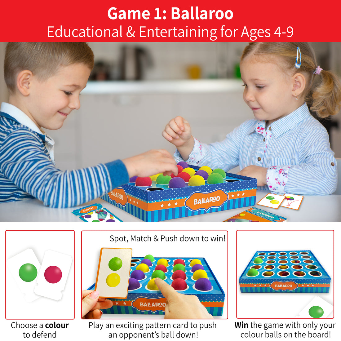Chalk and Chuckles Ballaroo: 3-in-1 Brain Games for Kids Ages 4-8 ...
