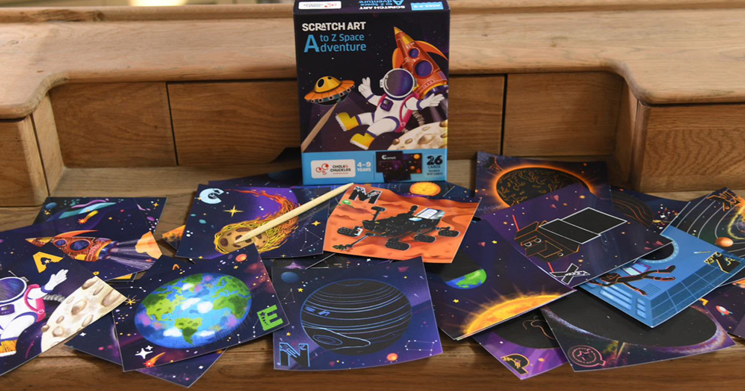 Chalk and Chuckles Scratch Art A-Z Space Adventure, Creative Activities ...