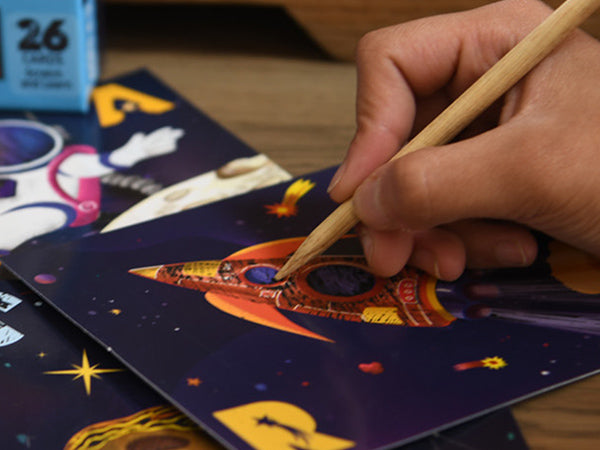 Chalk and Chuckles Scratch Art A-Z Space Adventure, Creative Activities ...