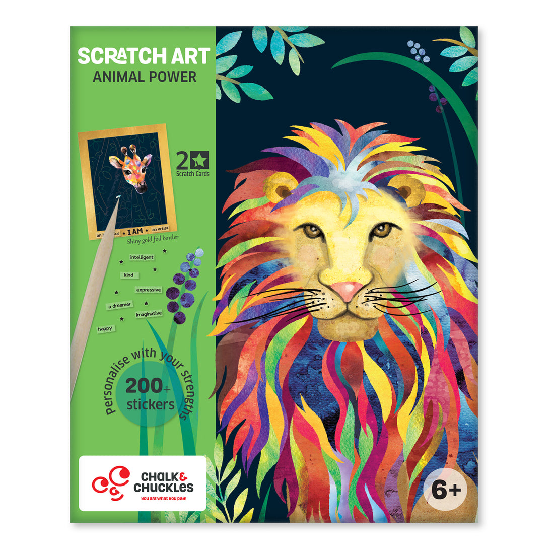 Chalk and Chuckles Animal Power Scratch Art Kit, DIY Self-Esteem ...